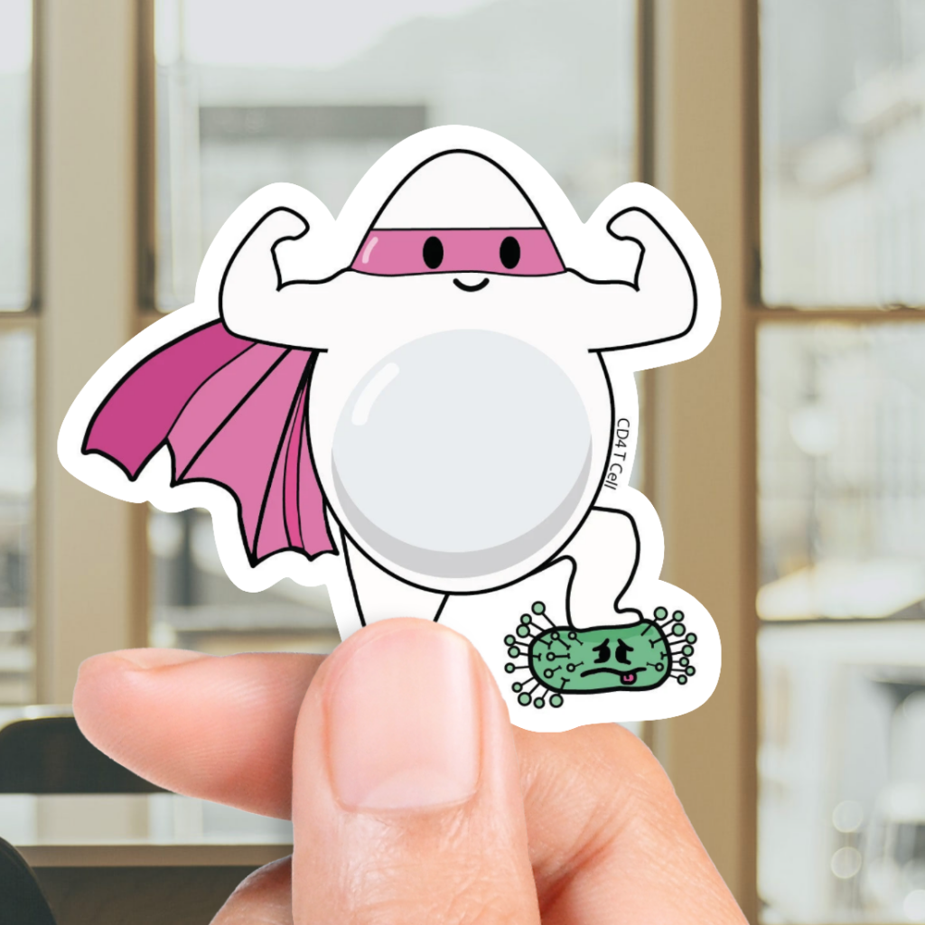 CD4 Helper T Cell Hero Sticker – Cell Cartoons