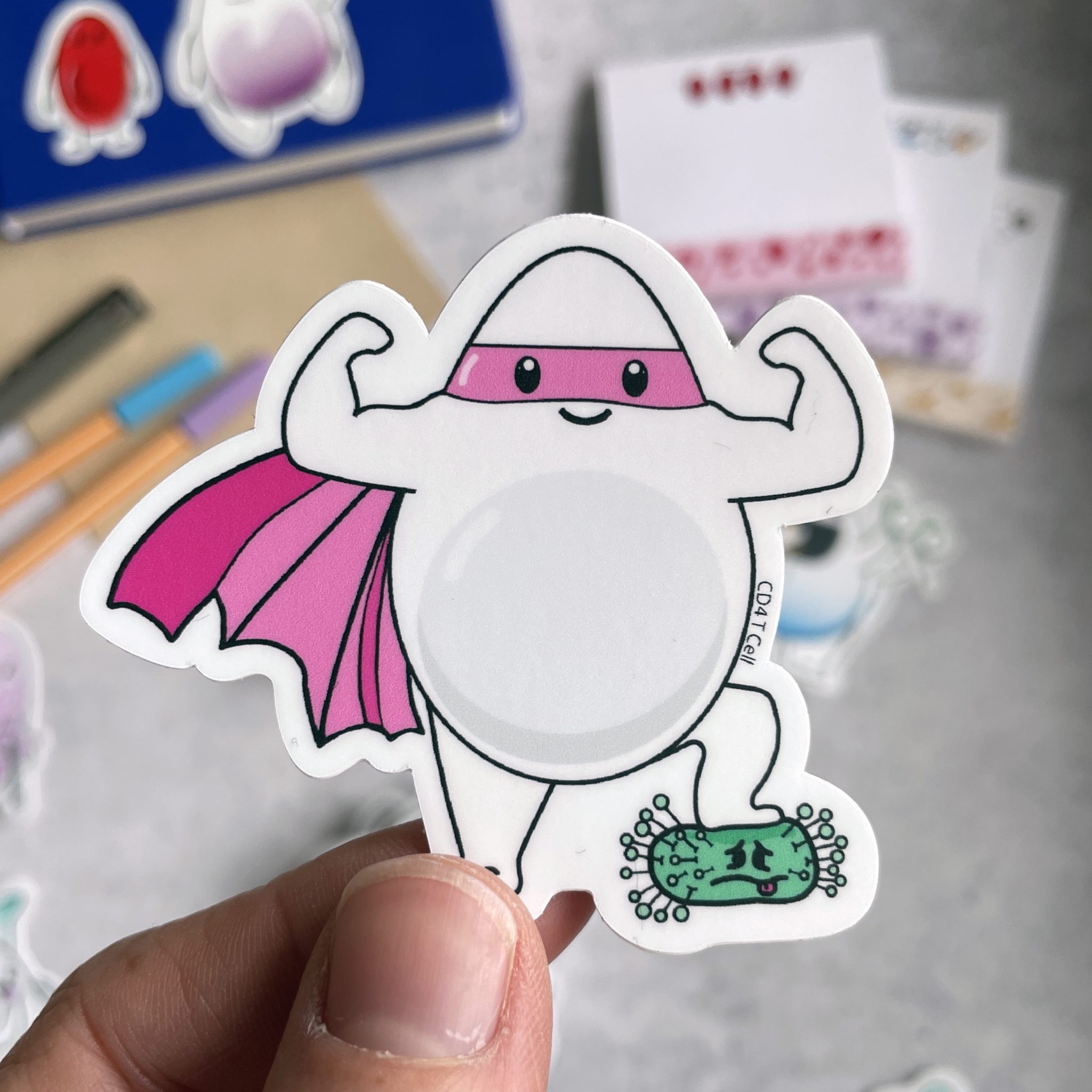 CD4 Helper T Cell Hero Sticker – Cell Cartoons