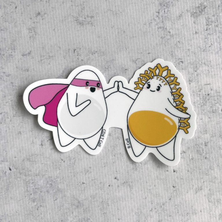 CD4 Helper T Cell & B Cell High Five Sticker – Cell Cartoons
