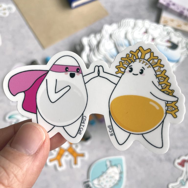 CD4 Helper T Cell & B Cell High Five Sticker – Cell Cartoons